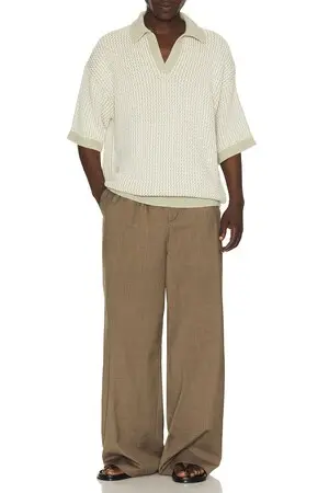 Helmut Lang Bicolor Polo In Olive - Putty Multi