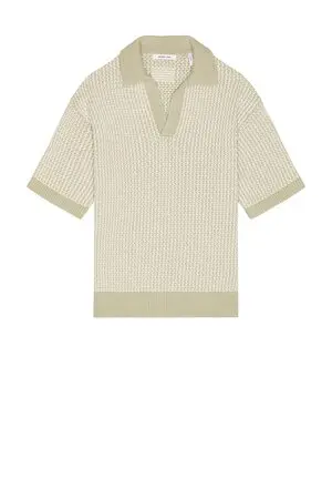 Helmut Lang Bicolor Polo In Olive - Putty Multi