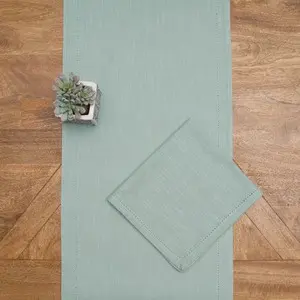 C&F HOME Hemstitch Solid Sea Glass Everyday Runner 72" X 14