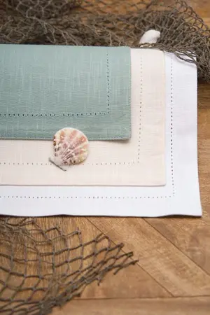 C&F HOME Hemstitch Solid Sea Glass Everyday Runner 72" X 14