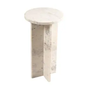 OLIVE GROVE Martini Accent Table With Interlocking Cross Base - White