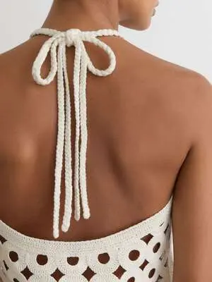 REISS Cotton Cut-out Knitted Halterneck Top
