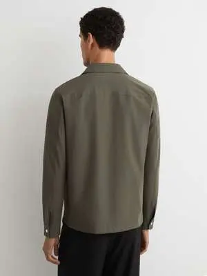 REISS Ascend Technical Zip-through Overshirt - Green