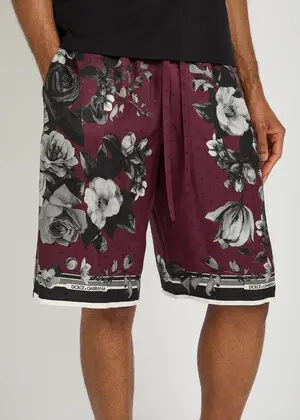 Dolce & Gabbana Floral Print Silk-twill Shorts