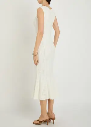 LoveShackFancy Tayleen Pointelle-knit Midi Dress - White
