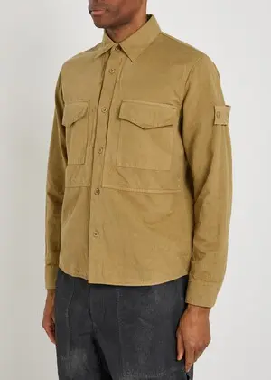 Stone Island Logo Cotton And Linen-blend Overshirt