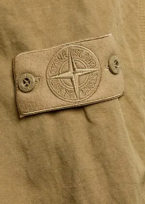 Stone Island Logo Cotton And Linen-blend Overshirt