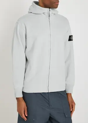 Stone Island Logo Hooded Cotton Sweatshirt