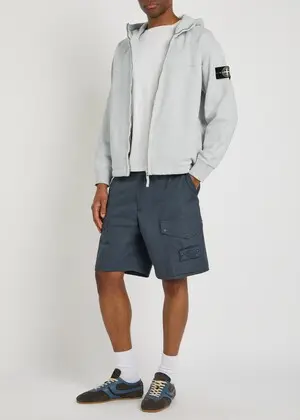 Stone Island Logo Hooded Cotton Sweatshirt