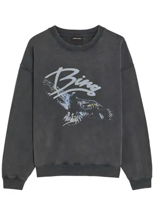 ANINE BING Spencer Printed Cotton Sweatshirt