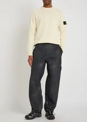 Stone Island Logo Cotton-knit Jumper - Ivory