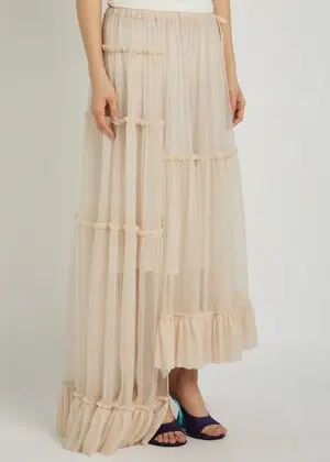 Dries Van Noten Sunia Asymmetric Silk-georgette Maxi Skirt - Ecru