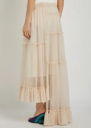Dries Van Noten Sunia Asymmetric Silk-georgette Maxi Skirt - Ecru