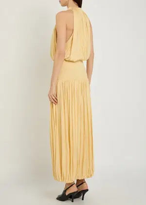 TOTEME Gathered Jersey Maxi Dress - Gold