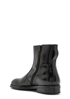 LEMAIRE Glossed Leather Ankle Boots