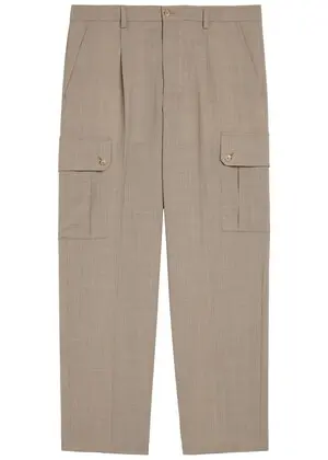Dolce & Gabbana Pleated Tapered-leg Wool Trousers - Grey
