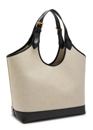 Versace Large Leather And Canvas Tote Bag - Black