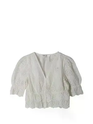 FRAME Eyelet Ruffled Blouse