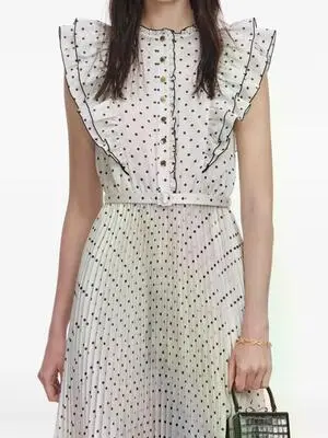 SELF-PORTRAIT Ruffled Polka-dot Midi Dress - Neutrals