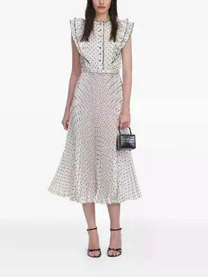 SELF-PORTRAIT Ruffled Polka-dot Midi Dress - Neutrals