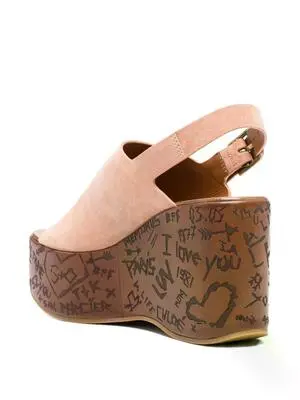 Chloé Maxime Wedge Buckle Sandals - Pink