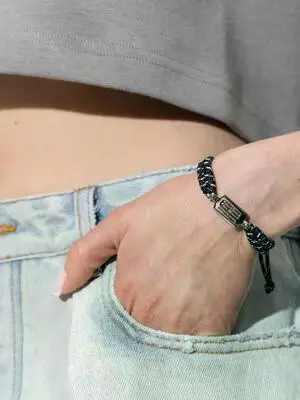 Balenciaga Saint-germain Logo-plaque Bracelet - Silver