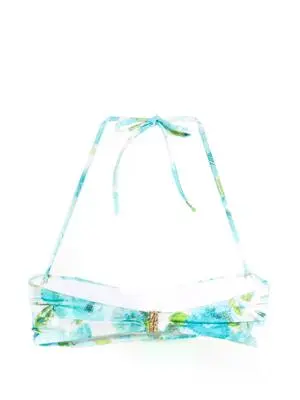 Chloé Floral-print Bikini Top - Blue