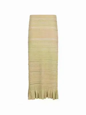 Liu Jo Openwork Flounced Midi Skirt - Yellow