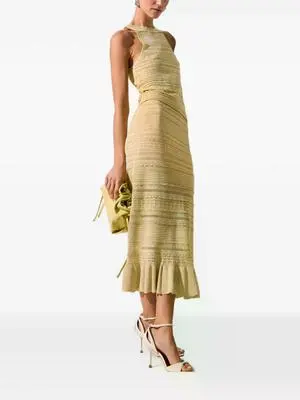 Liu Jo Openwork Flounced Midi Skirt - Yellow