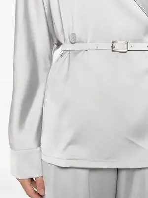 Imperial Belted Double-breasted Blazer - Grey