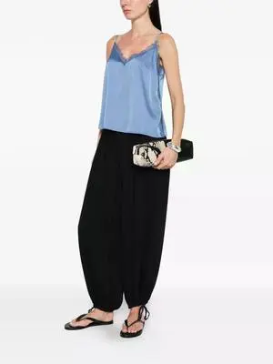 Imperial Lace-detail V-neck Top - Blue