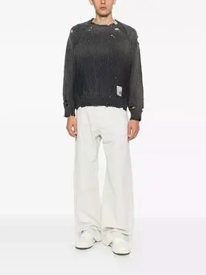 Mihara Yasuhiro Distressed Crew-neck Sweater - Grey