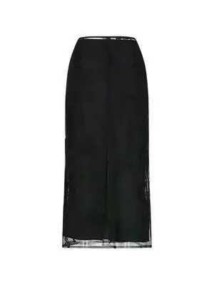 Blumarine Butterfly Embroidered Midi Skirt - Black