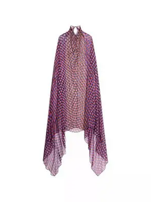 Dries Van Noten Polka-dot Cape Dress - Purple