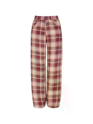 MARBELL Courtney Patterned Linen Trousers - Red