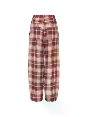 MARBELL Courtney Patterned Linen Trousers - Red