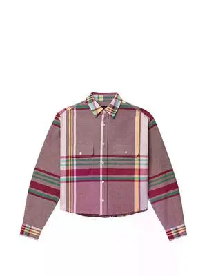PURPLE BRAND Fade Plaid Cropped Shirt