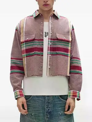 PURPLE BRAND Fade Plaid Cropped Shirt
