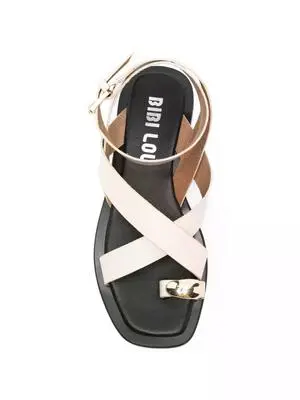 BIBI LOU Flat Buckle Strap Sandals - White