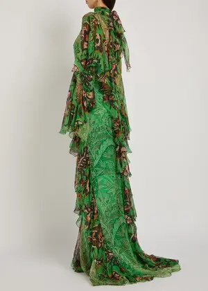 Etro Printed Ruffled Silk-chiffon Maxi Dress
