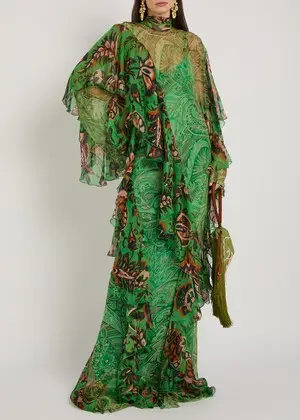 Etro Printed Ruffled Silk-chiffon Maxi Dress