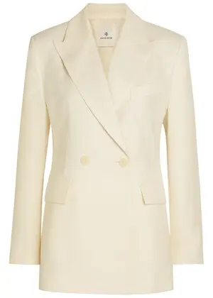 ANINE BING Tiphaine Double-breasted Woven Blazer - Ecru