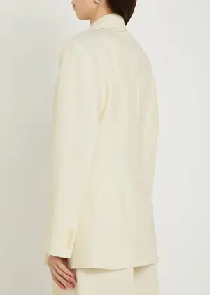 ANINE BING Tiphaine Double-breasted Woven Blazer - Ecru