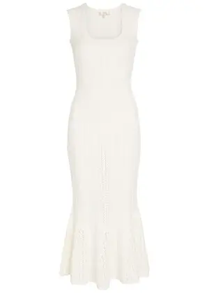 LoveShackFancy Tayleen Pointelle-knit Midi Dress - White