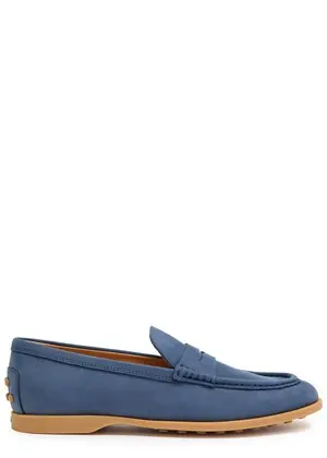 TOD'S Gomma Leggero Nubuck Loafers - Blue