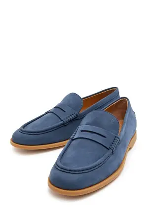 TOD'S Gomma Leggero Nubuck Loafers - Blue