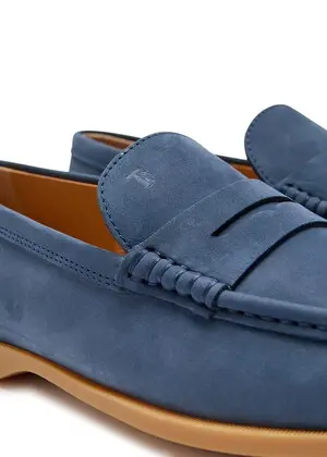 TOD'S Gomma Leggero Nubuck Loafers - Blue