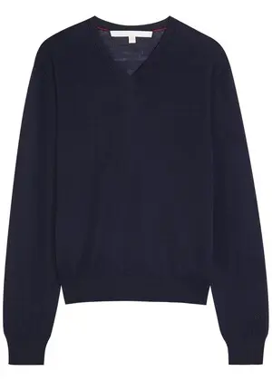 RÙADH The Oscar V-neck Wool Jumper - Navy
