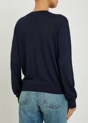 RÙADH The Oscar V-neck Wool Jumper - Navy