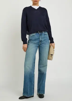 RÙADH The Oscar V-neck Wool Jumper - Navy